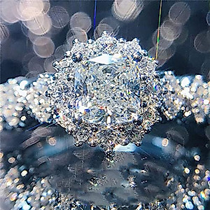 Flower Diamond Zirconia Ring Fashion Engagement Rings for Women Ring Set for Women Size 9 Cock Ring Set (D, One Size)