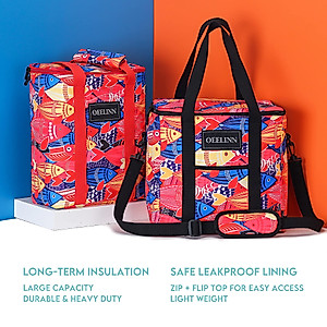 OEELINN -Soft Insulated Cooler Tote, Lunch Bag, Portable Collapsible, Waterproof, Lightweight, with Reinforced Handle for Picnic, Camping, Grocery Shopping, Travel