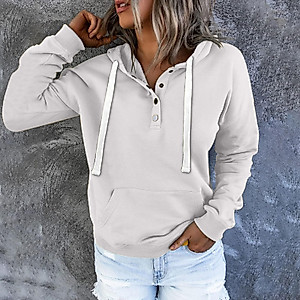 SMIDOW Hooded Sweatshirts for Women Fall Teen Girl Fashion 2023 Pullover Tops With Pockets Y2K Hoodies Pullover Tops white zip up jacket White 2X