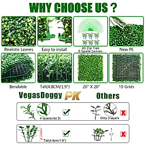 VegasDoggy 2 PCS 15.7 Inch Artificial Boxwood Balls Topiary - UV Protected 4 Layers Faux Plants Decorative Balls for Indoor, Outdoor, Garden, Wedding, Balcony, Backyard and Home Decor