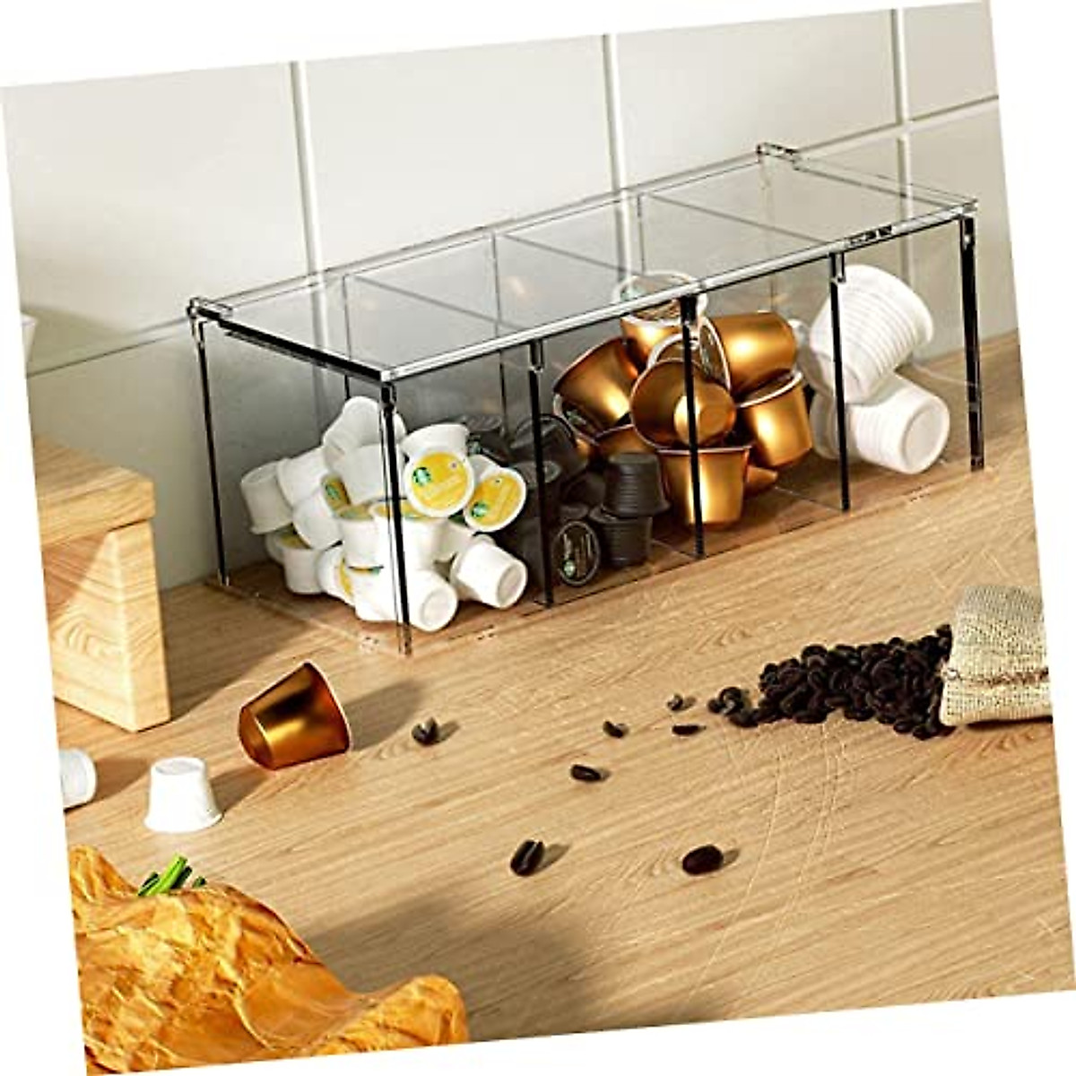Alipis 1pc Box Coffee Storage Box Storage Container Storage Bins with Lids Flatware Storage Case Sunflower Curtain Clip Home Storage Case With Cover Showcase Clamshell Acrylic