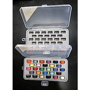 Tidy Craft – Bobbin Box Organizers Set of Two - Case with Snap Tight Lid for Your Sewing and Quilting Needs - Includes 28 Threaded Bobbins in 1 Box and Empty Box Holds 28