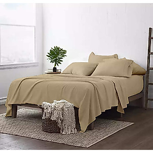 MGPS 100% Real Certified Organic Cotton Bedsheet Set, Full Size 6 Piece 1000 Thread Count Sheets Sets, [1 Fitted + 1 Flat + 4 Pillowcases], Fits Mattress Upto 18" Deep Pocket - Taupe