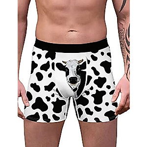 Novelty Boxers Mens Christmas Underwear Comfy Cozy Holiday Boxer Briefs Gag Gifts for Men No Fly (as1, alpha, x_l, regular, regular, Funny Cow)