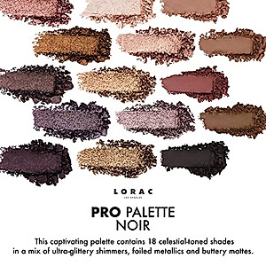 LORAC PRO Matte & Shimmer Eyeshadow Palette, Noir | Glitter | Mirror Compact | Cruelty Free, Gluten Free, Vegan