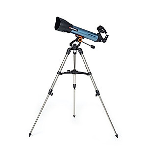Celestron Inspire 100AZ Refractor Smartphone Adapter Built-In Refracting Telescope, Blue (22403)