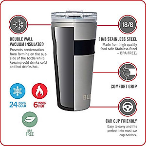 BUILT 24 Ounce Shasta Double Wall Vacuum Insulated Stainless Steel Coffee and Water Tumbler with Easy to Clean Flip to Open Lid
