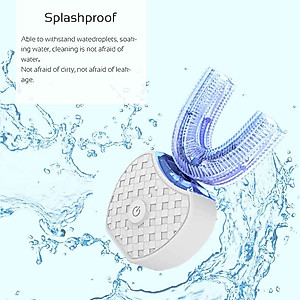 Electric Ultrasonic Toothbrush,360 Automatic Toothbrush,360 Sonic Electric Toothbrush,U Shape Automatic Toothbrush Home Travle use (White) (White)