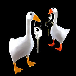 Goose Magnetic Key Holder - Magnetic Goose Resin Goose Statue Magnetic Tool Holder Home Decoration,Cute Animal Figurines Keys Holder for Keys, Glasses, Bells (Orange)