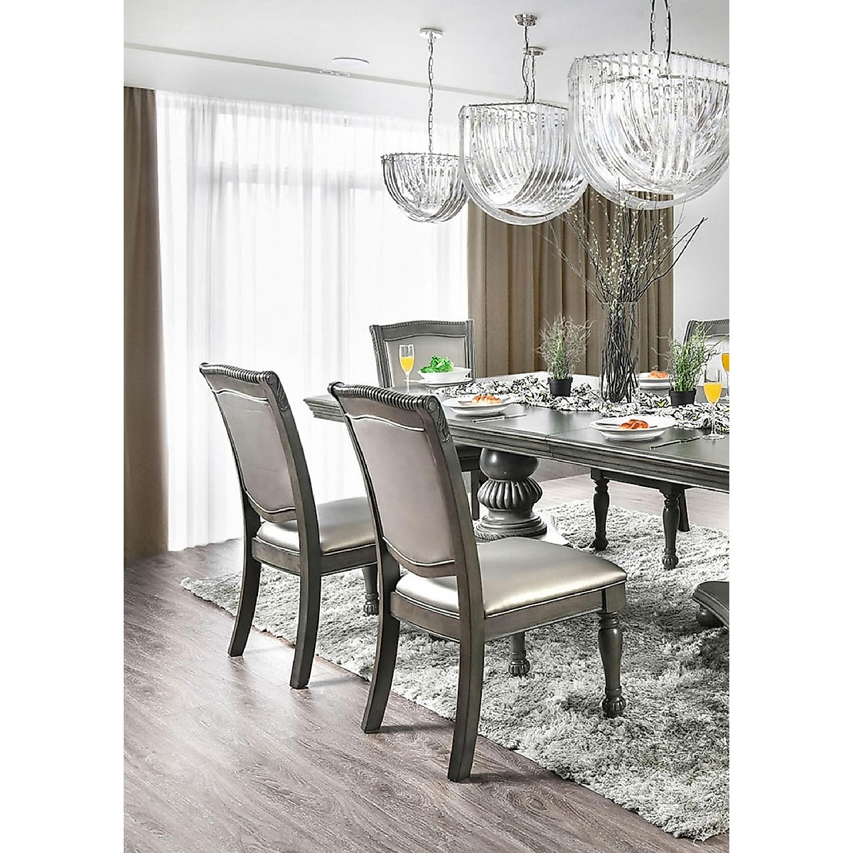 Wycian Small Patio Chairs, Dining Set Boho 2PCS Gray Solid Wood 21" L 26" W 41.5" H for Living Room Bedroom Dining Rooms Garden Bar Height Patio Chairs