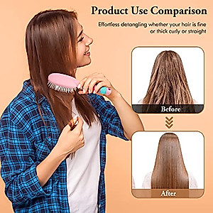 Hair Brush Comb Set, Mini Detangling Hair Brushes for Women Men Kids, Pocket Travel Detangler Hair Brush and Small Wide Tooth Comb for Curly Thick Long Fine Dry Wet Hair, Removes knots Minimizes Pain