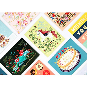 Minimalmart Birthday Cards Box Set of 32 Unique Designs Assorted Happy Birthday Premium Cards with GOLD EMBELLISHMENTS – Boxed Assortment Pack with Envelopes -Birthday Wishes Greeting Cards