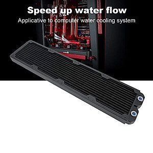 Copper Radiator 480mm, Water Cooling Radiator, 14 Tubes Heat Exchanger CPU Heatsink Cooler Fast Heat Dissipation for PC Computer - Black
