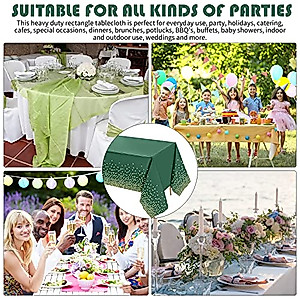 Tegeme Plastic Tablecloth for Parties Disposable Gold Stamping Dot Confetti 108 x 54 Inch Birthday Party Wedding Dinner Decors Rectangle Tabless(Green, Gold,4 Packs)
