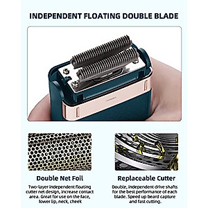 CkeyiN Men's Electric Shavers, Rechargeable Cordless Foil Shaver Razor with Replaceable Foil Head, Multifunction Wet & Dry Use Foil Shaver (Blue)