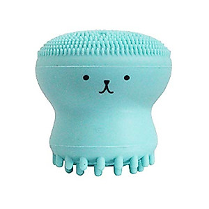 MIPPER Cute Little Octopus Silicone Face Cleansing Brush Facial Scrubber for Deep Cleaning,Exfoliating,Makeup Remover,Massage (1pc,green)