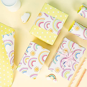 WRAPAHOLIC Reversible Wrapping Paper - Mini Roll - 17 Inch X 33 Feet - Rainbows Design, Perfect for Birthday, Party, Holiday, Wedding, Baby Shower