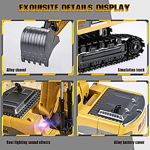 Construction Excavator Toy - Kids Toy Engineering Digger Truck, Remote Control Rechargable Hydraulic Car,Educational Birthday Gifts Kids for 3 4 5 6 7 8 9 Year Old Boys Girls.