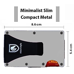 Adamstyle Minimalist Slim Wallet for Men - Mens Metal Compact Wallets - Rfid Blocking Credit Card Holder with Money Clip