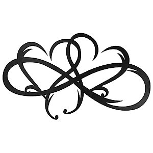 MAOSUO Infinity Heart Wall Decor, Black Metal Wall Art Heart Sign Decor,Wall Yard Art Heart Ornaments for Outdoor Garden Home Living Room Bedroom Decor (Black, double)