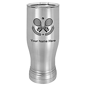 LaserGram 14oz Vacuum Insulated Pilsner Mug, Tennis Rackets, Personalized Engraving Included (Stainless Steel)