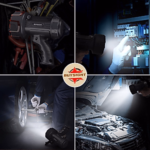 BUYSIGHT Rechargeable Spotlight Flashlight,1000,000 lumens Hand held Spotlight Waterproof Flashlight Hunting Lamp with red Filter (Graphite Black)