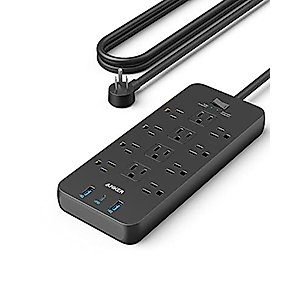 Surge Protector Power Strip (2100J), Anker 12 Outlets with 1 USB C and 2 USB Ports foriPhone 15/15 Plus/15 Pro/15 Pro Max, 5ft Extension Cord, Flat Plug, 20W USB C Charging for Home, Office,TUV Listed