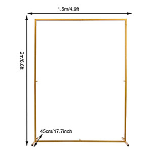 Gold Wedding Arch Backdrop Stand, 6.6FT x 4.9FT Garden Balloon Arch Rack, Square Balloon Backdrop Frame, Metal Wedding Arches, Rectangular Balloon Arch Stand, for Wedding, Ceremony, Anniversary, Party