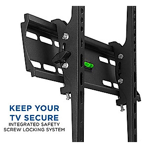Mount-It! Tilt TV Wall Mount Bracket Up to VESA 400x400 | Low-Profile Tilting Mounting Bracket Compatible with 32 to 55 Inch Flat Screen TVs, 77 Lbs Capacity