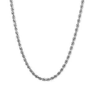 The Diamond Deal 14k REAL Yellow or White Gold 2.00mm Shiny Hollow Rope Chain Necklace for Pendants and Charms with Lobster-Claw Clasp (16" And white-gold)