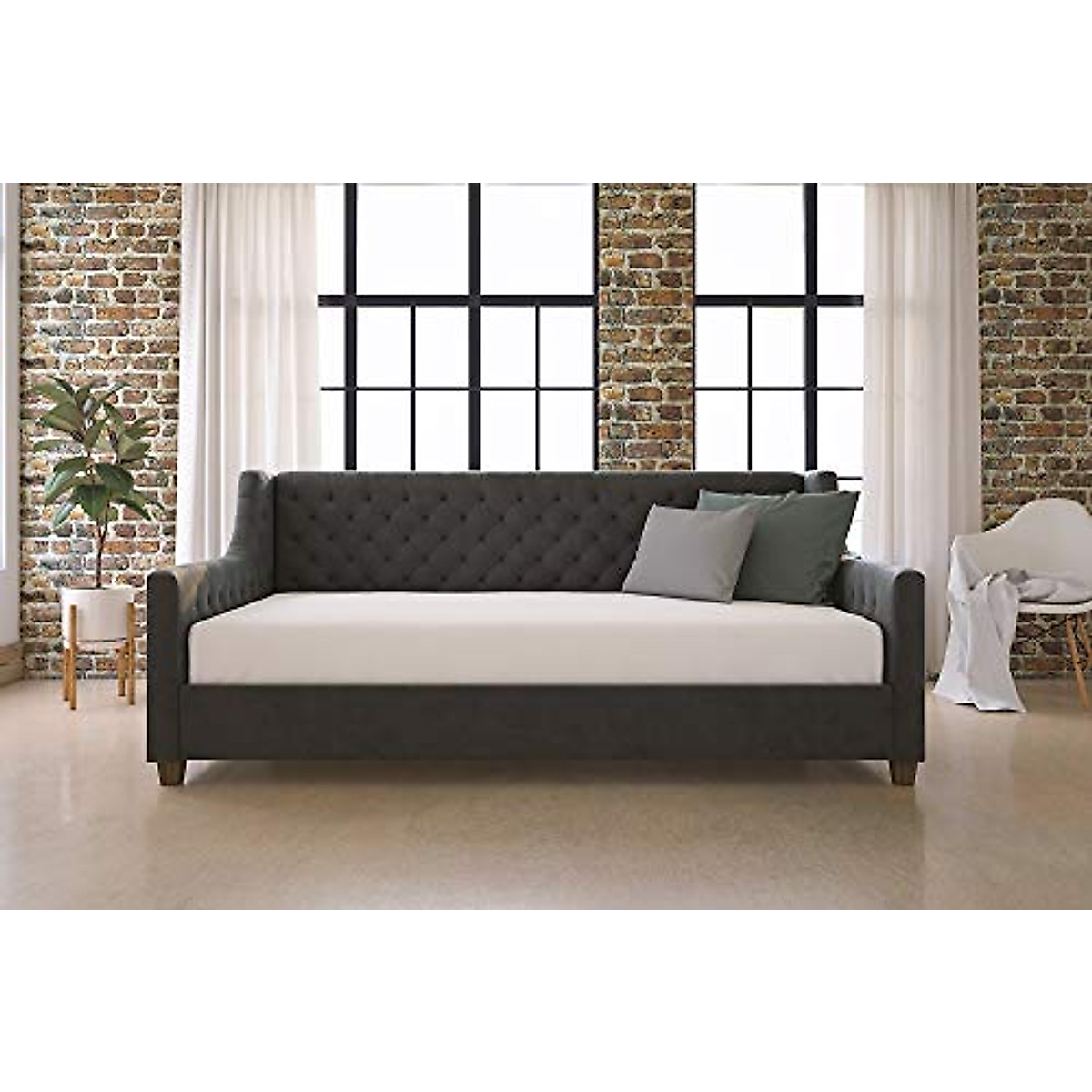 DHP Jordyn Diamond Tufted Upholstered Daybed/ Sofa Bed, Twin Size Frame, Gray Velvet