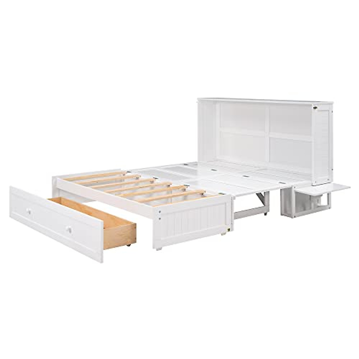 Murphy Bed Chest Queen Size, JULLYFOX Space Saving Platform Bed Queen Size with Storage Drawers Underneath 400 lbs Heavy Duty