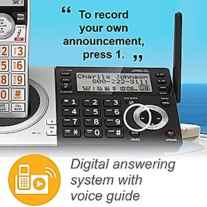 AT&T CL83507 DECT 6.0 5-Handset Cordless Phone for Home with Dual Keypad Base, Answering Machine, Call Blocking, Caller ID Announcer, Intercom and Long Range, Silver/Black