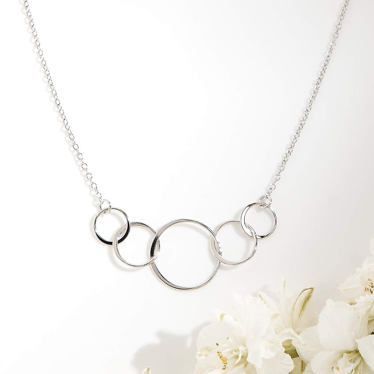 Dear Ava 50th Birthday Gift Necklace: Birthday Gift, Jewlery Gift For Her, 5 Asymmetrical Circles (silver-plated-brass, NA)