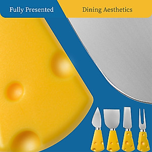 YJNSFT 4-Piece Cheese Knife Set, Stainless Steel Cheese Utensils Set, Spreader Knives and Butter Knife Fork, Cheese Board Accessories, Premium Knife Gift