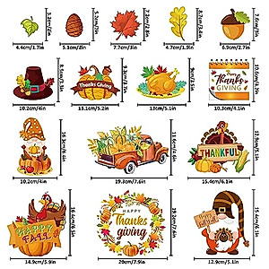 Whaline 15Pcs Thanksgiving Fridge Magnets Truck Pumpkin Turkey Gnome Refrigerator Magnets Thankful Magnetic Stickers for Autumn Holiday Home Office School Kitchen Locker Decoration