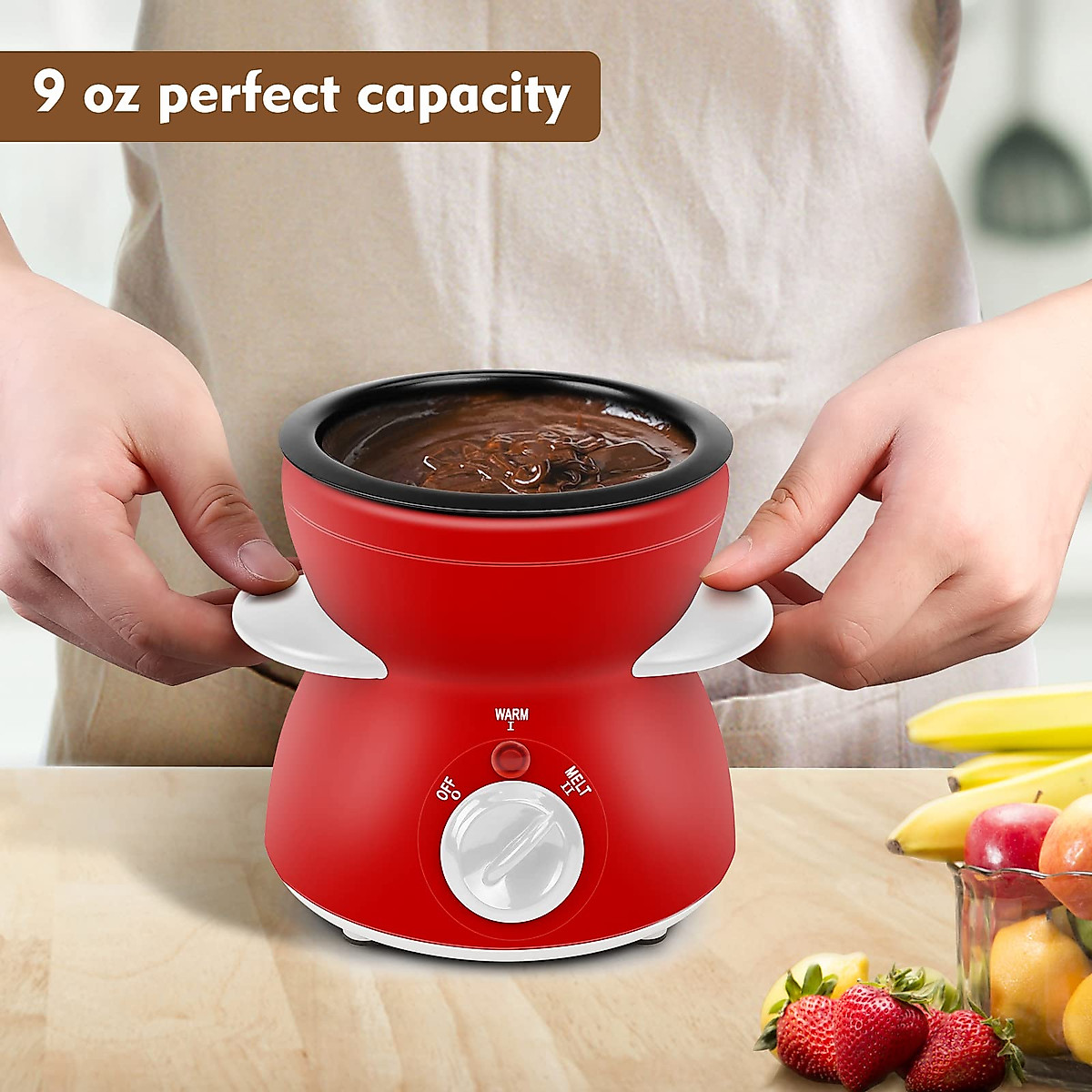 OFFKITSLY Fondue Pot Set, Mini Electric Fondue Pot Set for Melting Chocolate Cheese, Chocolate Meting Pot fondue maker with Dipping Forks For Holiday Christmas Birthday Gift