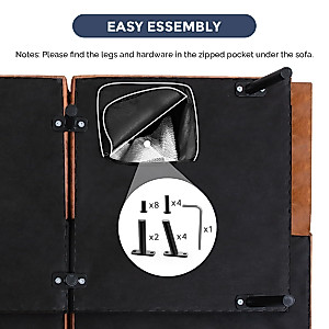 IULULU Futon Sofa Bed, 71 Inch 3-Seater Faux Leather Couch, Convertible Armless Sleeper with Adjustable Backrest for Small Space, Tan