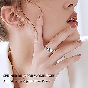 LEXLUNE Animal Ring Dolphin Fidget Ring Spinner Ring for Anxiety Women Men Daughter Real S925 Sterling Silver Band Ring