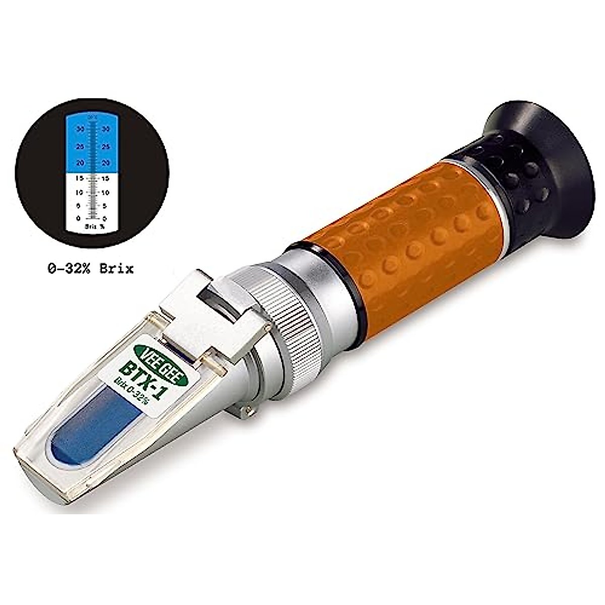 Vee Gee Scientific BTX-1 Handheld Brix Refractometer with ATC, 0-32% Brix Range, 0.2% Resolution, ±0.2% Accuracy, Industrial-Grade, 5-Year Warranty