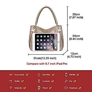 Women's Handbags Purses Leather Handbag Ladies Top-handle Tote Crossbody Shoulder Bag (golden) One Size