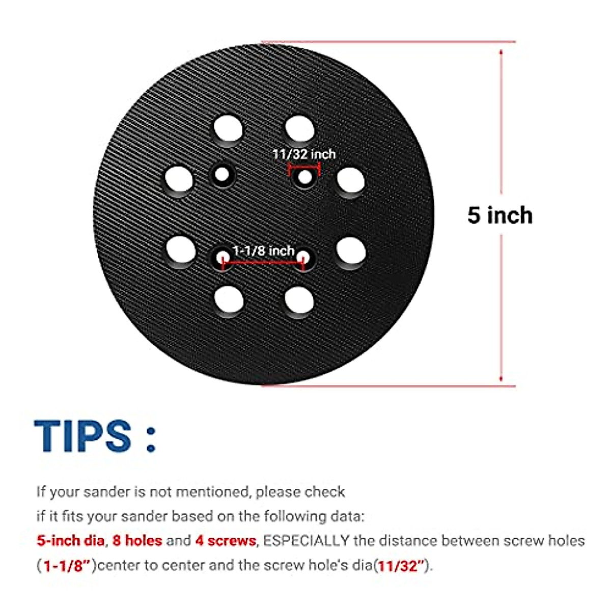 KONIGEEHRE Replacement for 5 Inch 8 Hole Hook and Loop Sander Backing Pads Ridgid R2600 and R2601, Craftsman 315.112170, Ryobi RS290, Milwaukee 6021-21 Random Orbit Sanders (3 Pack)