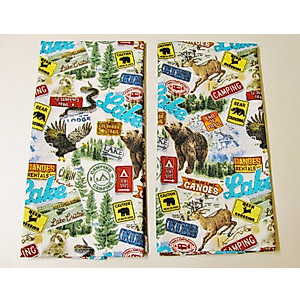 Mountain Adventures Tea Towels (Set of 2) Made in the USA Wildlife Outdoor Theme Cabin RV Print