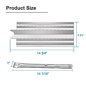 Zemibi Grill Replacement Parts for Kenmore 415.23667310, Char broil 463439915, 463322613 Gas Grill Models, 14.75" Grill Heat Plates, Burner Tubes and Adjustable Crossover Tube, 4 Pack, Stainless Steel
