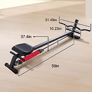 Diaomao Multi Rowing Machines for Home Use, Adjustable Resistance Rower Machine with Comfortable Seat Cushion and Curl Bar, 180LBS Loading Capacity (Rowing Machine)