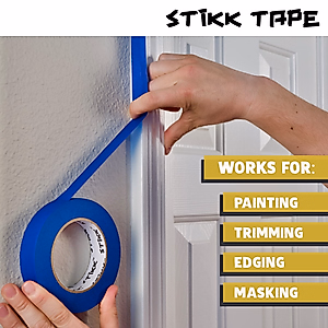 STIKK Painters Tape - 3pk Yellow Painter Tape - 1 inch x 60 Yards - Paint Tape for Painting, Edges, Trim, Ceilings - Masking Tape for DIY Paint Projects - Residue-Free Painting Tape