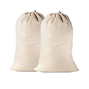 2 Pack - Extra Large Cotton Laundry Bag, Heavy Duty Large Laundry Bags 24 x 36 inch XL Drawstring Travel Organizer Bag Fit Hamper Basket Camp Home College Dorm Tear Resistant Dirty Cloth Big Storage