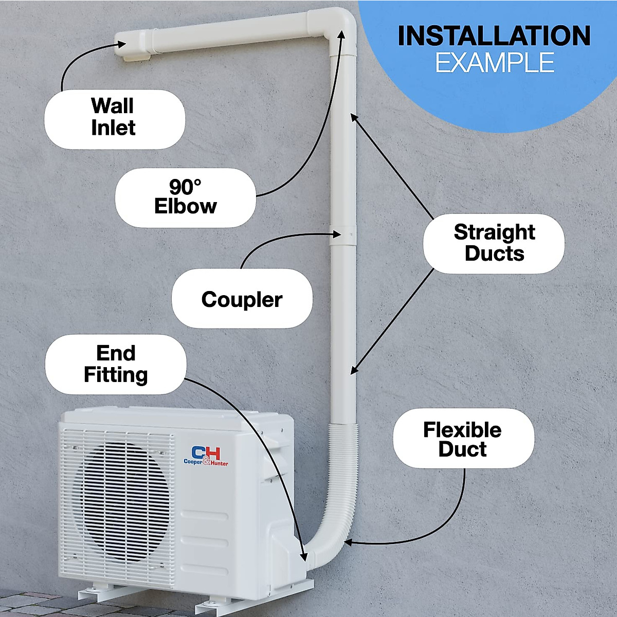 Cooper & Hunter Line Set Cover Kit for Mini Split Air Conditioners and Heat Pumps Paintable Durable Decorative (3" W / 12FT L)