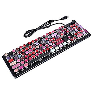 【𝐂𝐡𝐫𝐢𝐬𝐭𝐦𝐚𝐬 𝐆𝐢𝐟𝐭】 Ergonomics Wired Keyboard, Green Axis 108 Keys Cute Net Red Girl Powder USB Interface Keyboard, for Gaming PC Gamer Computer Desktop Live Streaming Girls Boys