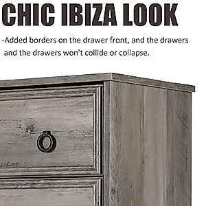 LGHM Modern 6 Drawer Dresser, Dressers for Bedroom, Chest of Drawers Closet Organizers and Storage Clothes - Easy Pulls Handle, Textured Borders Living Room, Hallway, Gray Wash